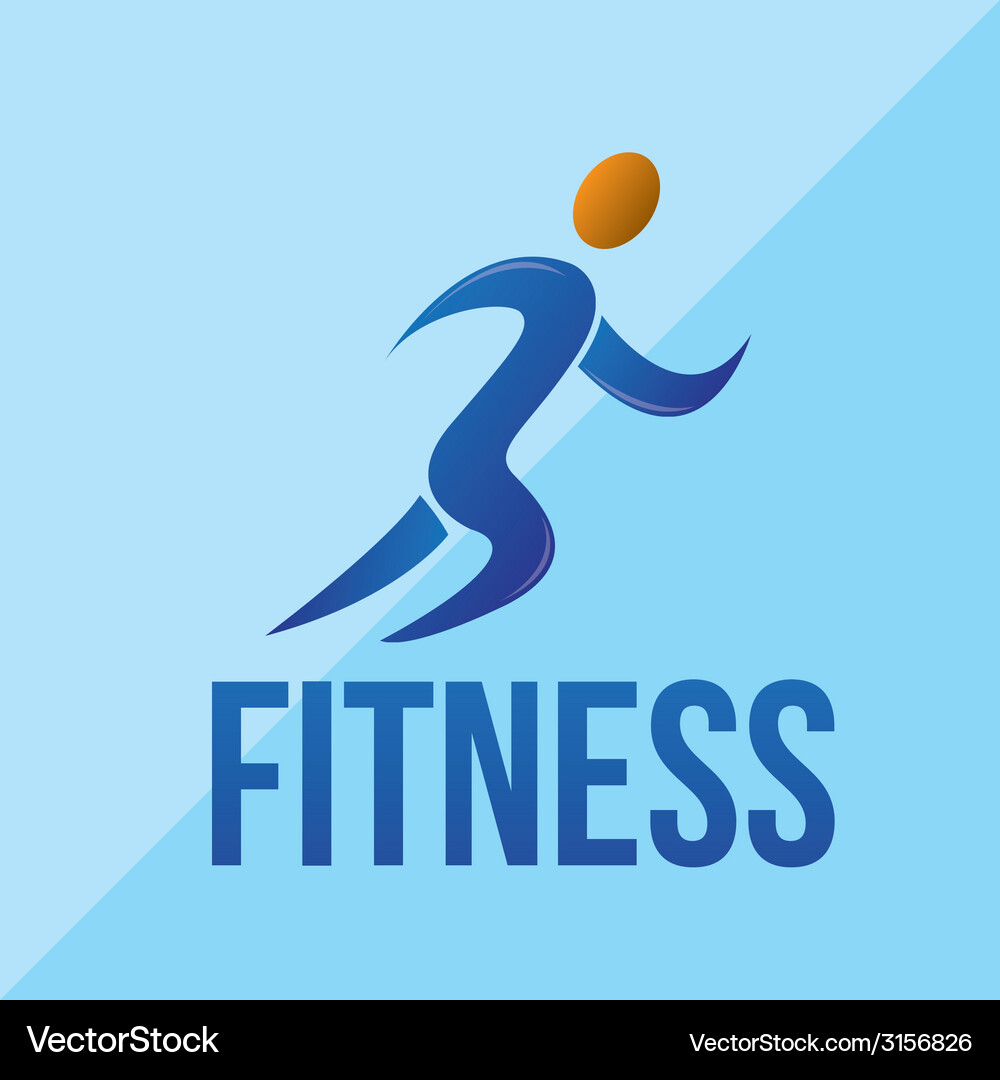 An isolated blue stick figure running on a blue Vector Image