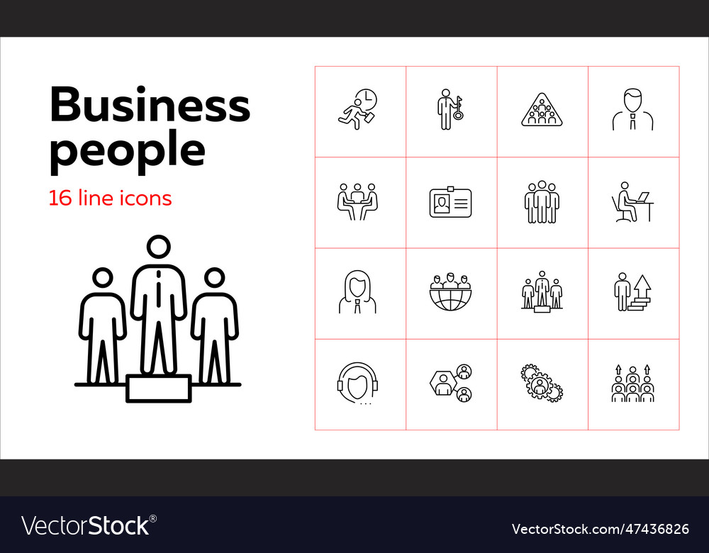 Businesspeople line icon set Royalty Free Vector Image