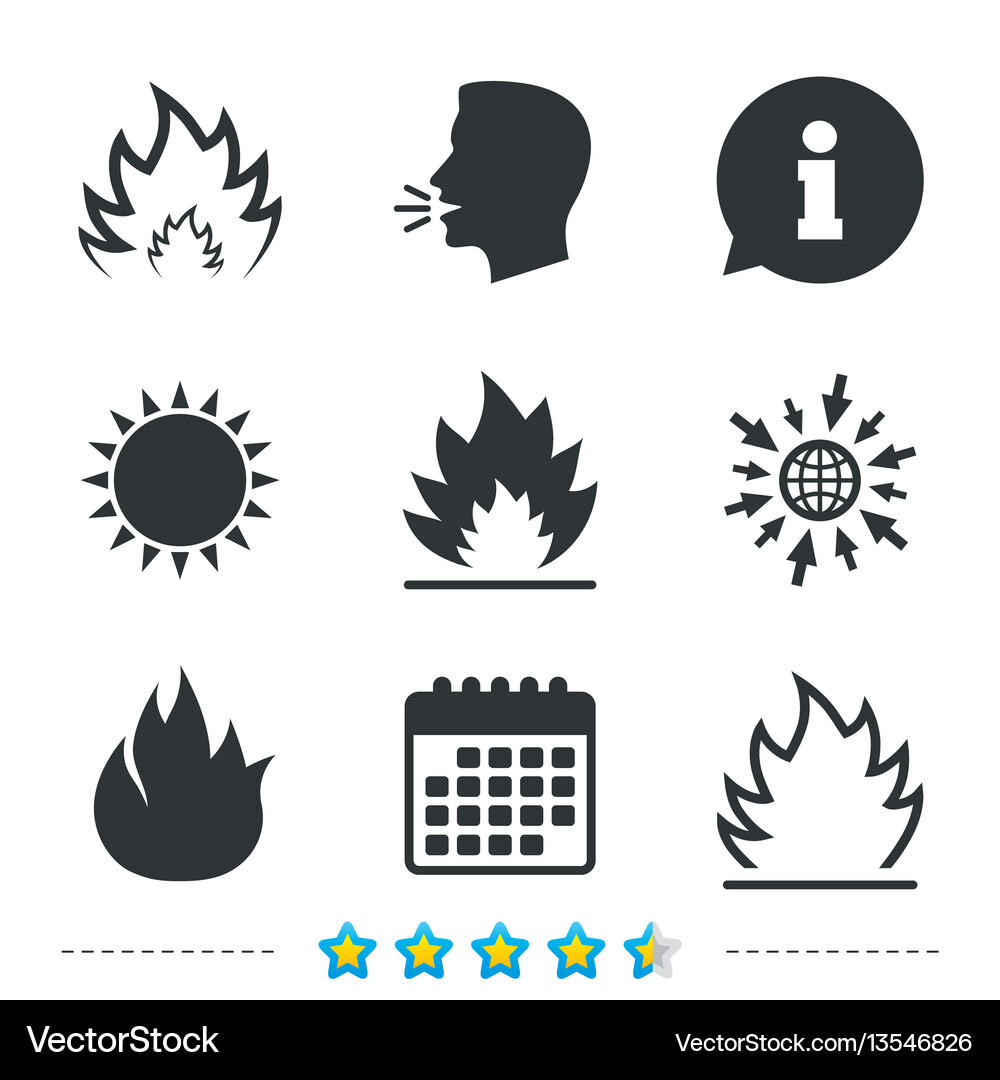 Fire flame icons heat signs Royalty Free Vector Image