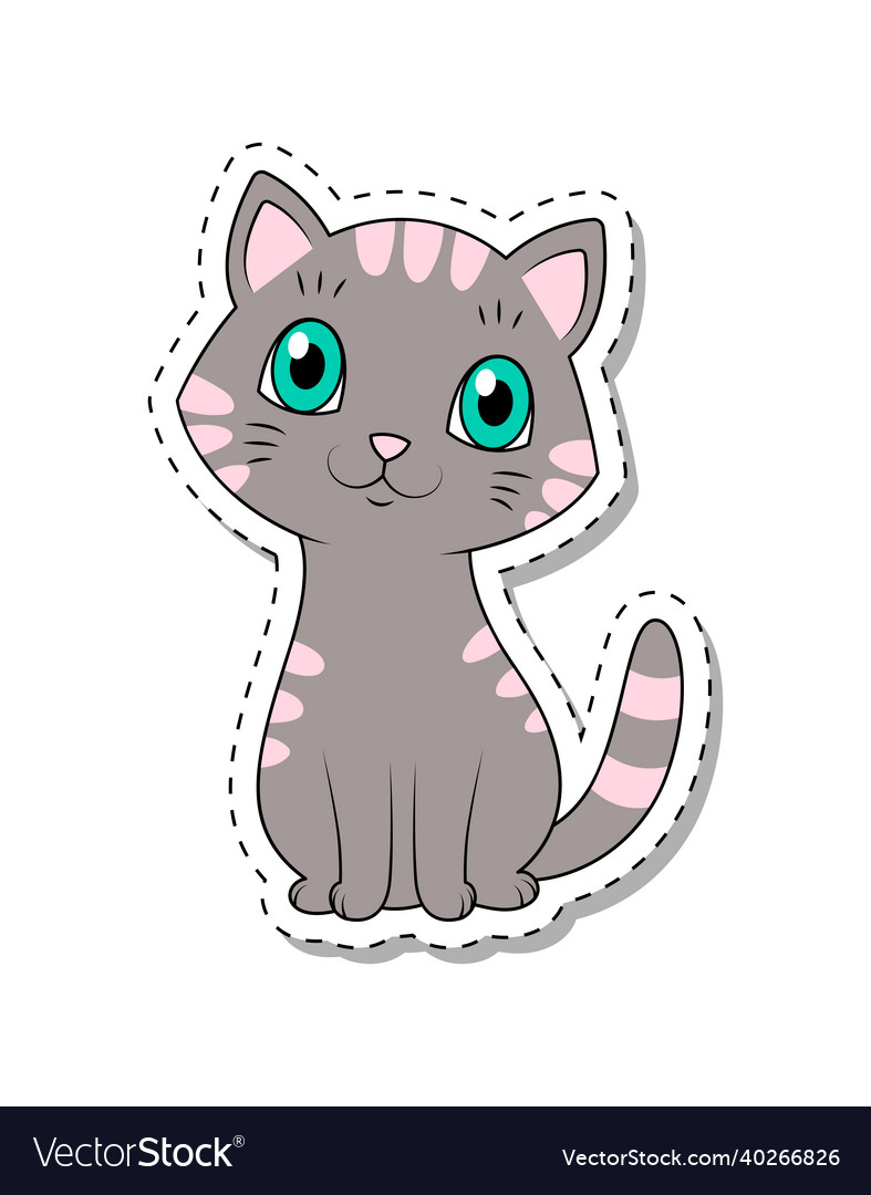 Gray cute cat Royalty Free Vector Image - VectorStock