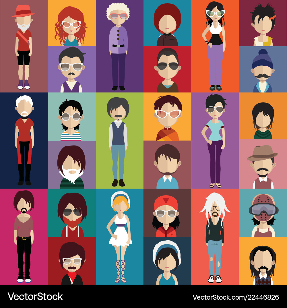 People avatar with full body and torso variations Vector Image