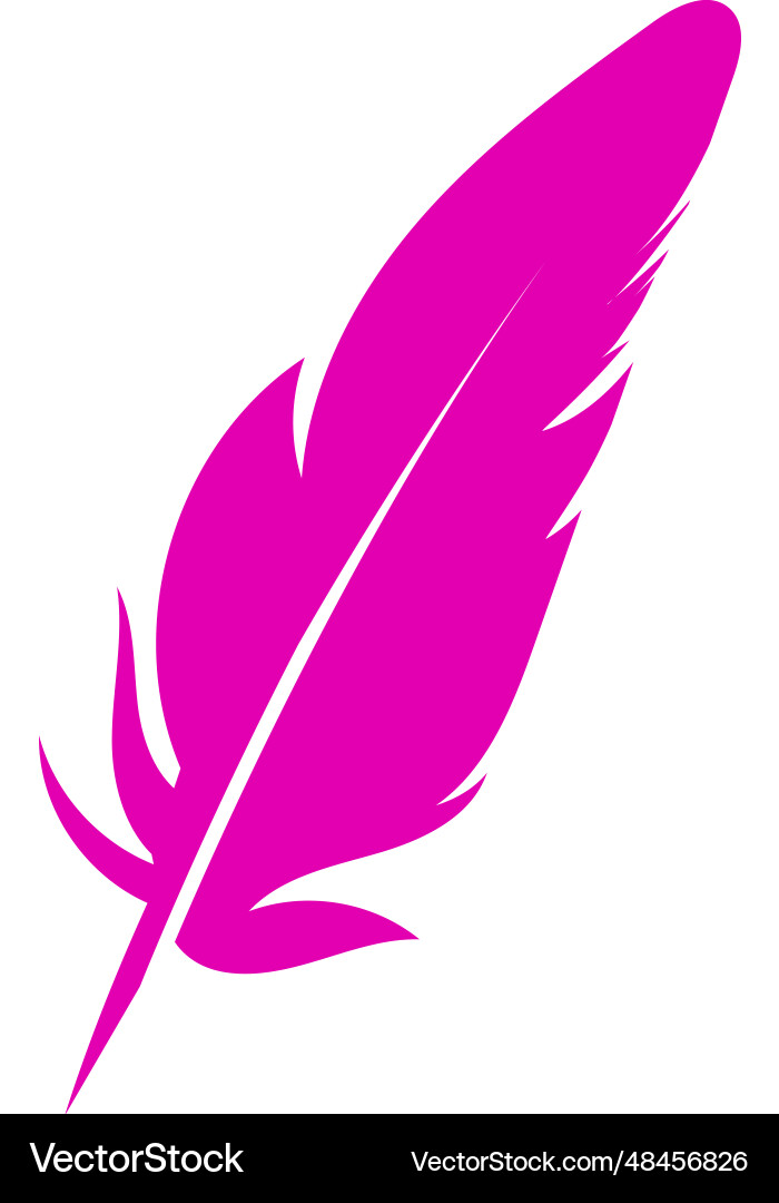 Pink feather icon vintage ink writing symbol Vector Image