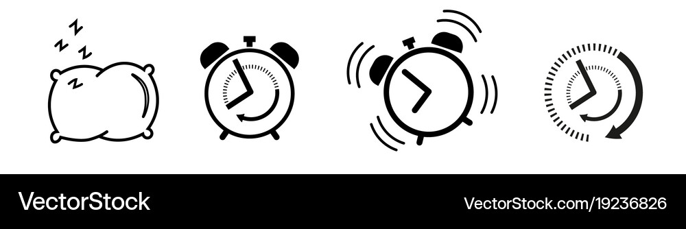 Sleep and wake up icon set alarm clock pillow Vector Image