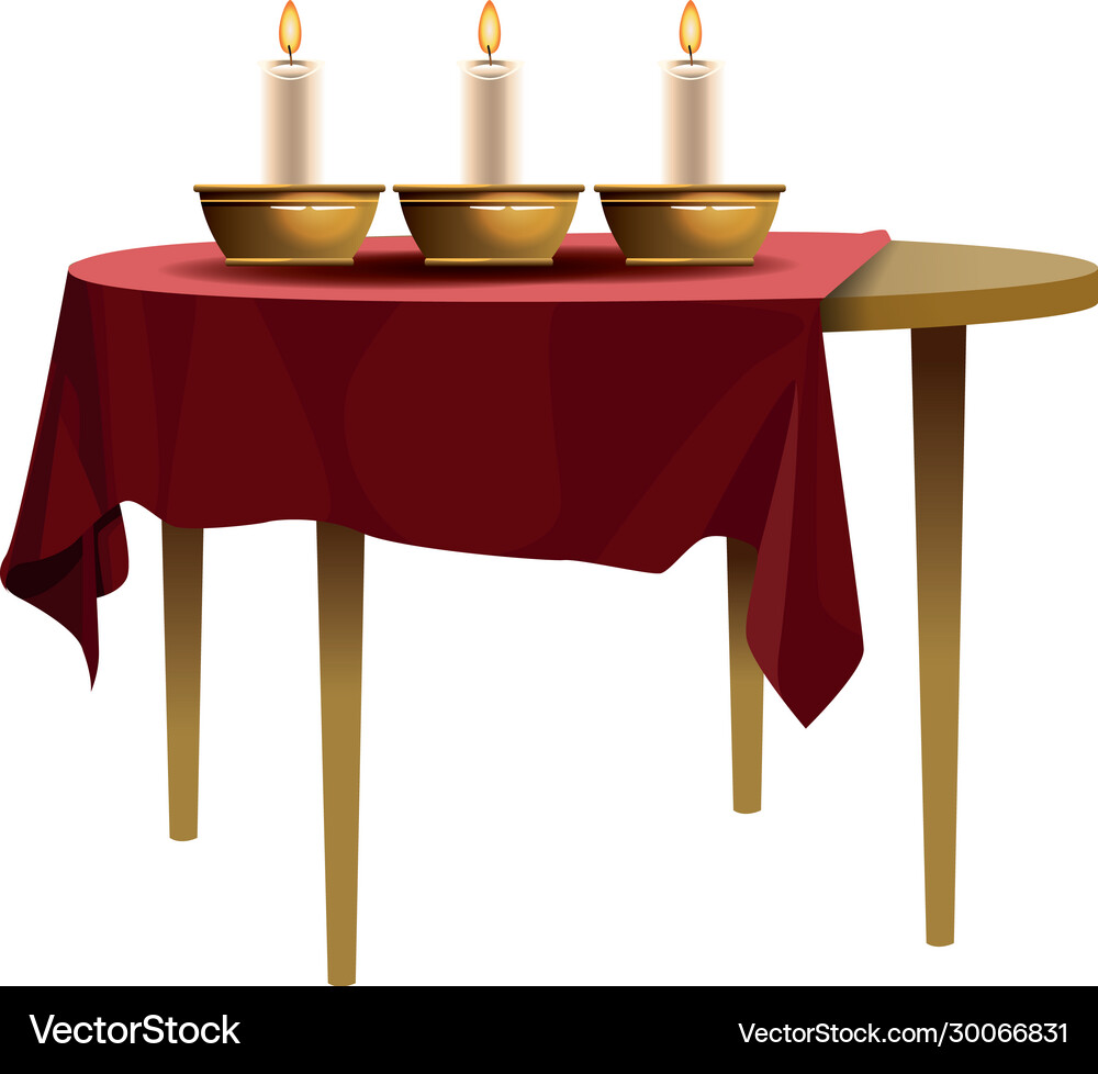 Antique dish and candles in table Royalty Free Vector Image