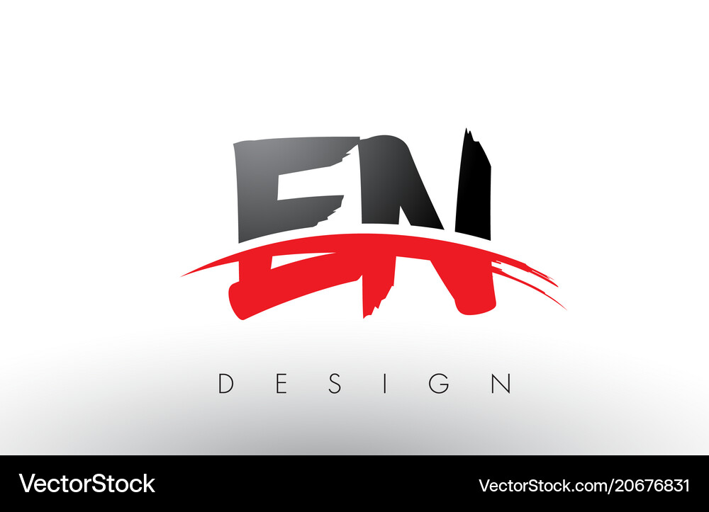 En e n brush logo letters with red and black Vector Image