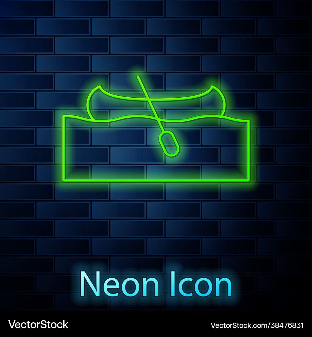 Glowing neon line kayak and paddle icon isolated Vector Image