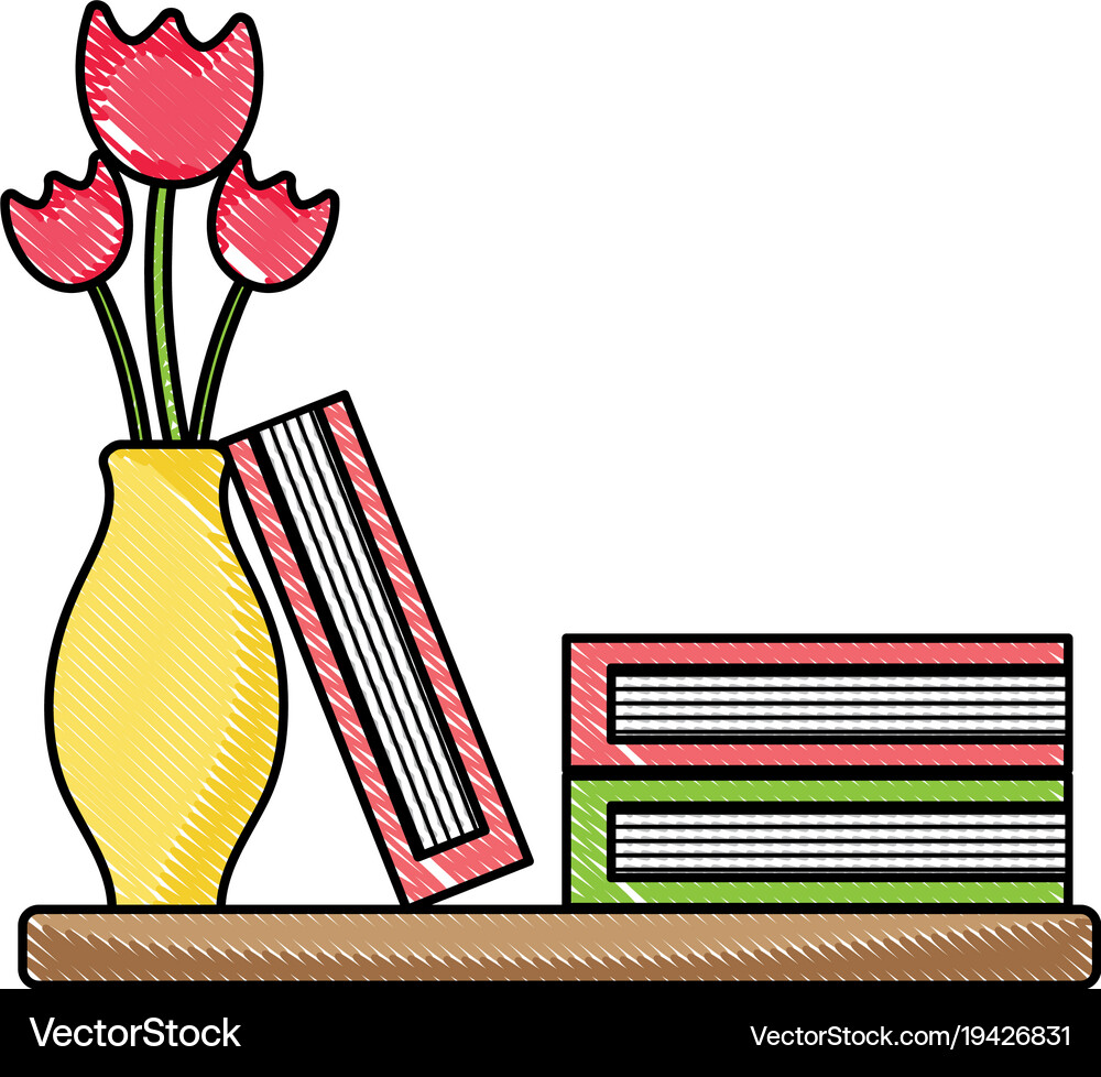 Grated wood shelf with flowers inside jar Vector Image