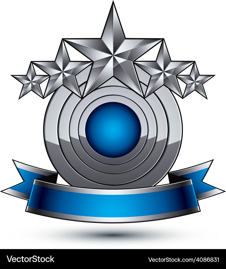 Heraldic 3d glossy blue and gray icon - can be Vector Image