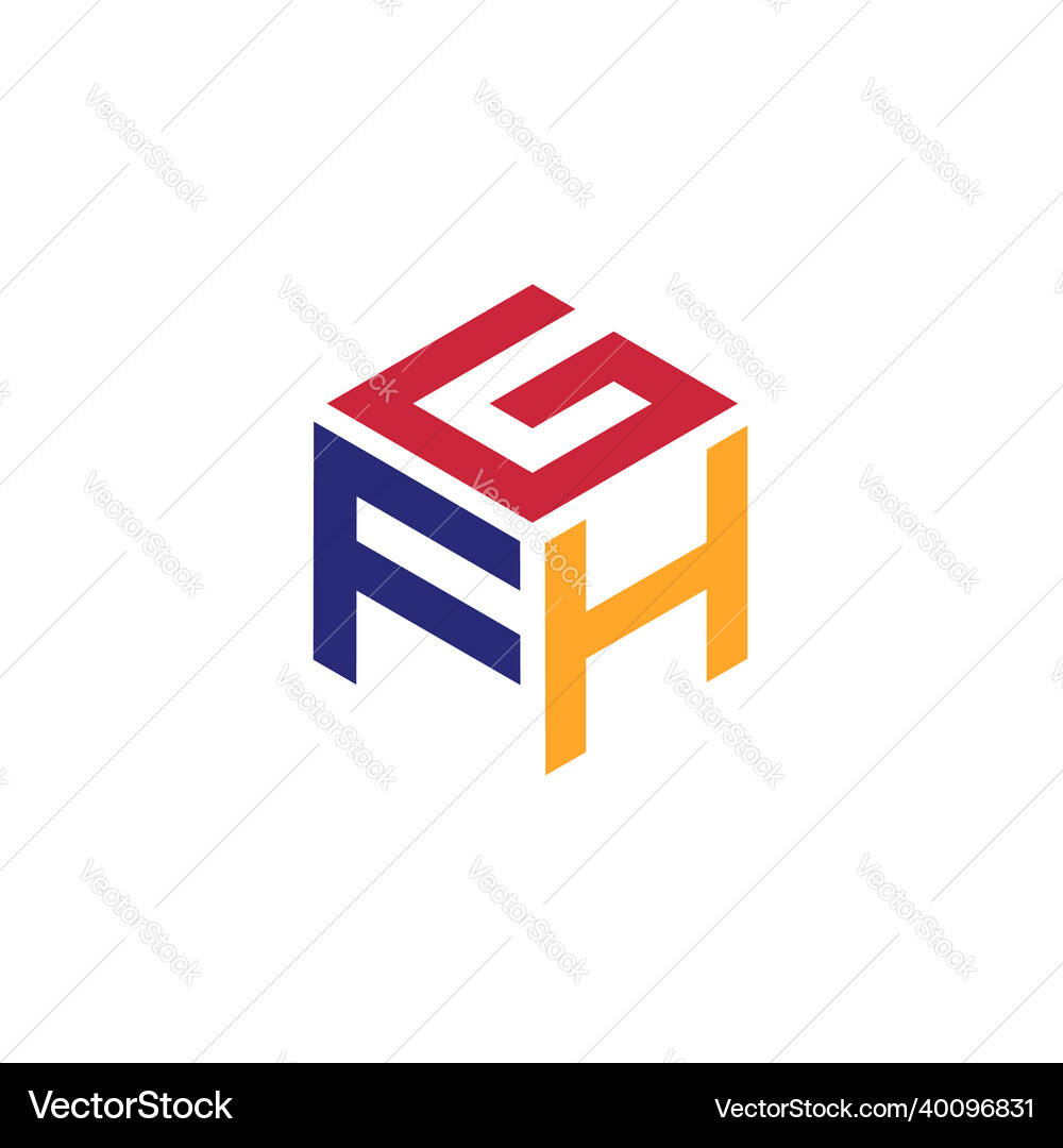 Hexagon logo with the letters gfh design Vector Image