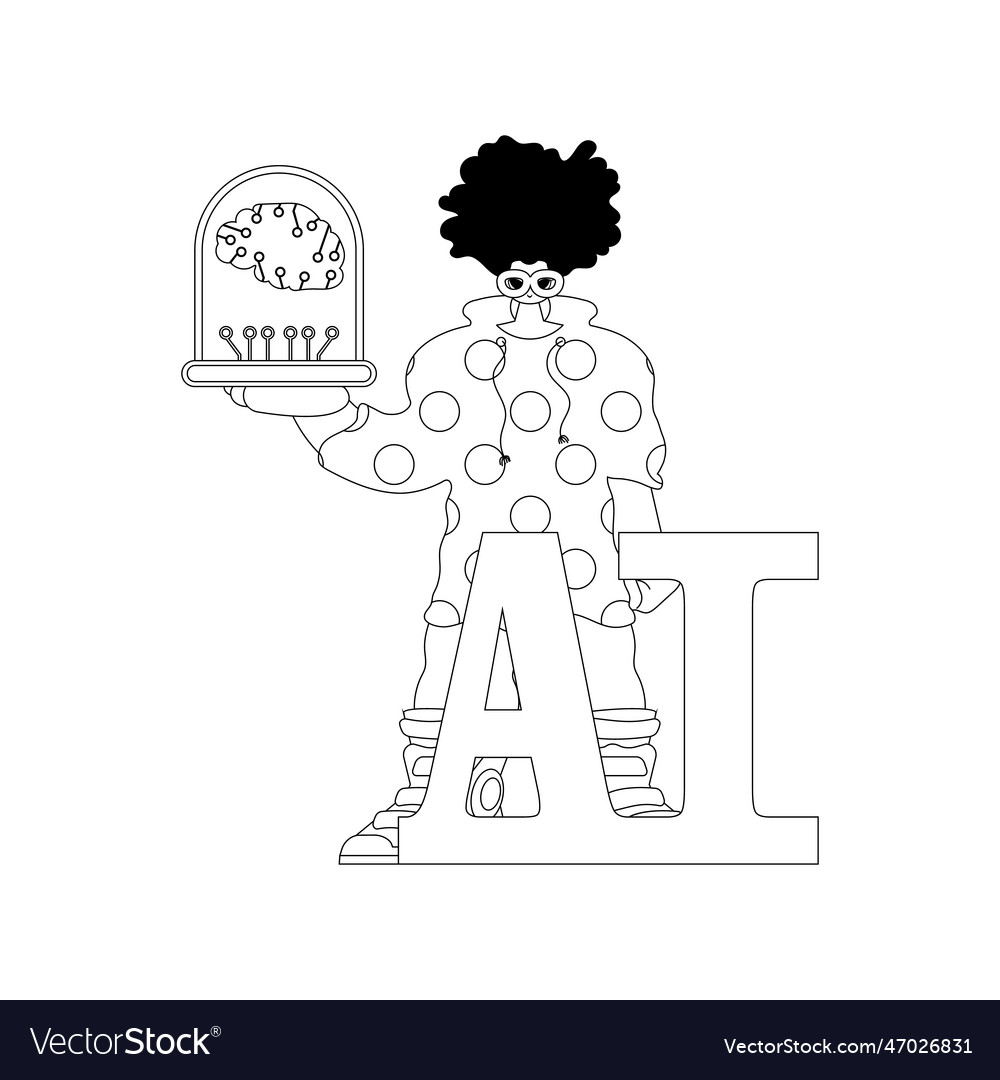Individual has a linear ai model in their grip Vector Image