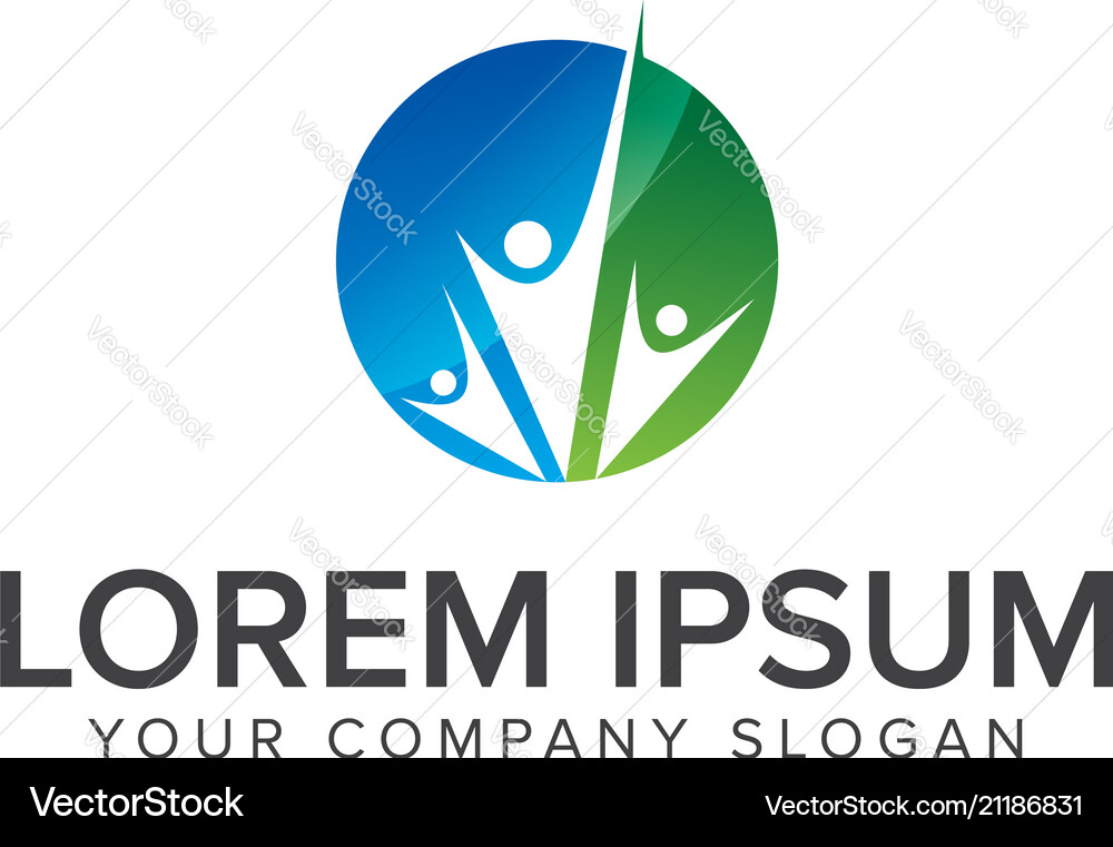 Isolated abstract blue and green color group Vector Image