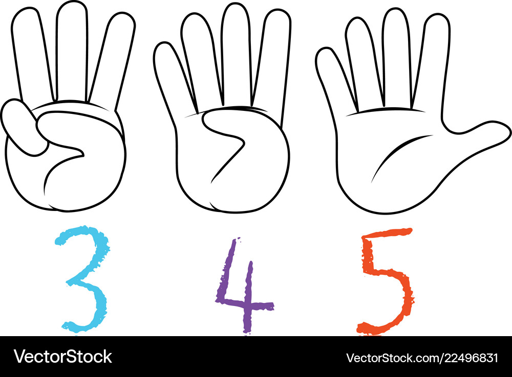 Number with doodle hand gesture Royalty Free Vector Image