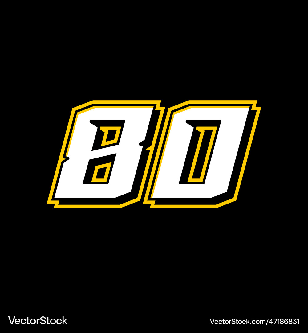 Sport racing number template 80 Royalty Free Vector Image