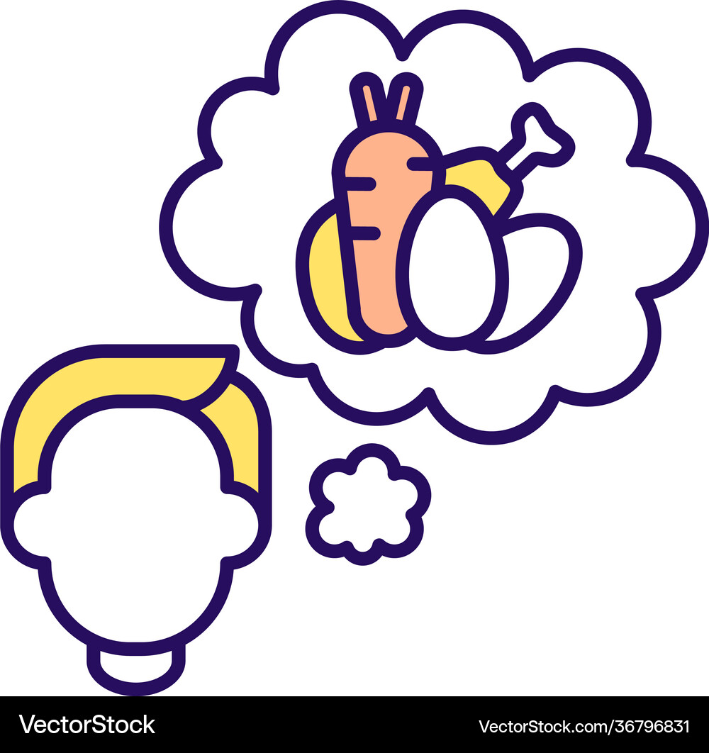 Thinking food rgb color icon Royalty Free Vector Image