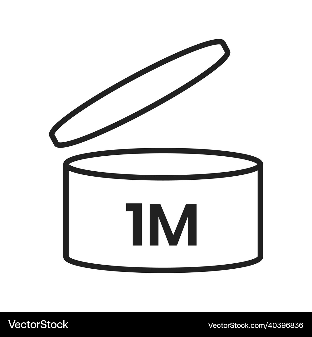 1m period after open icon sign flat style Vector Image