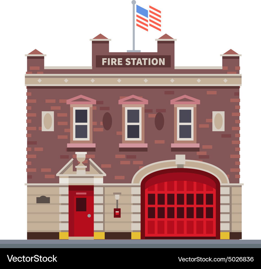 Building fire station Royalty Free Vector Image