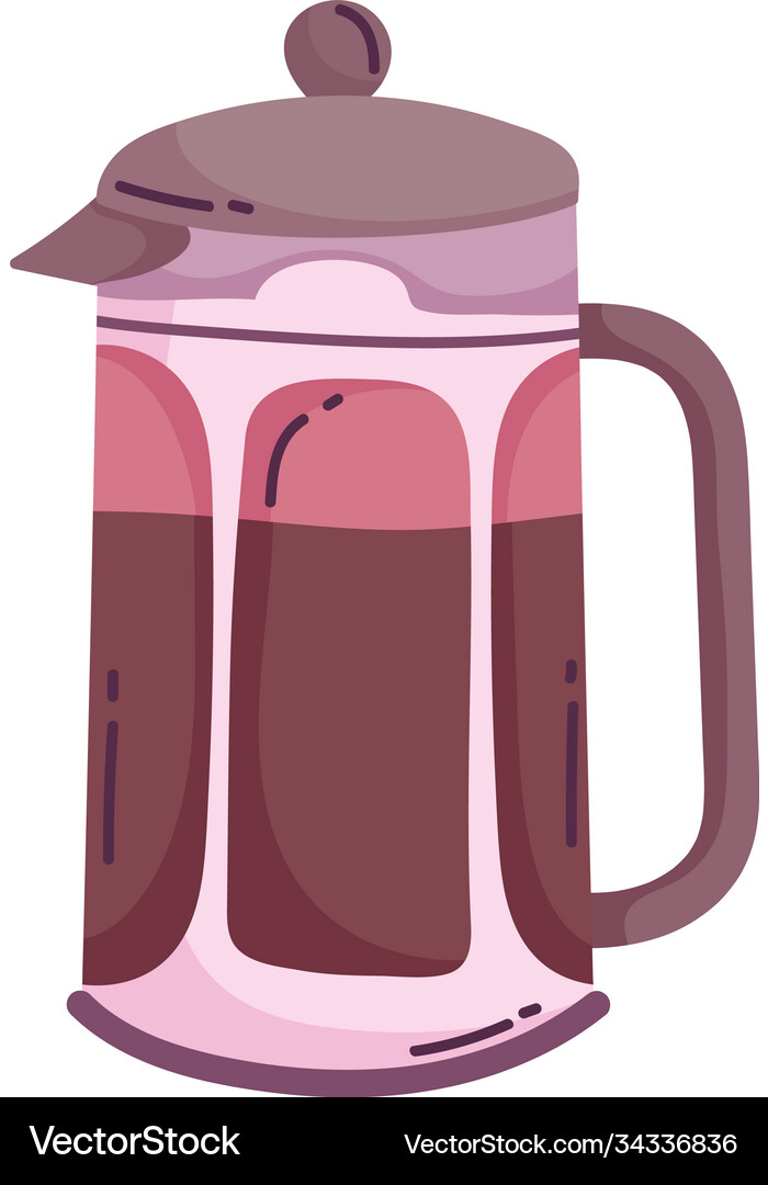 Coffee french press maker fresh beverage isolated Vector Image