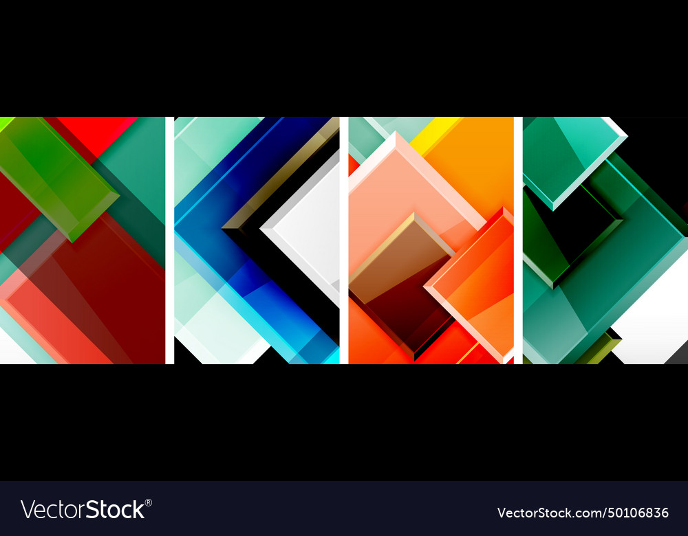 Color glass glossy square composition poster set Vector Image