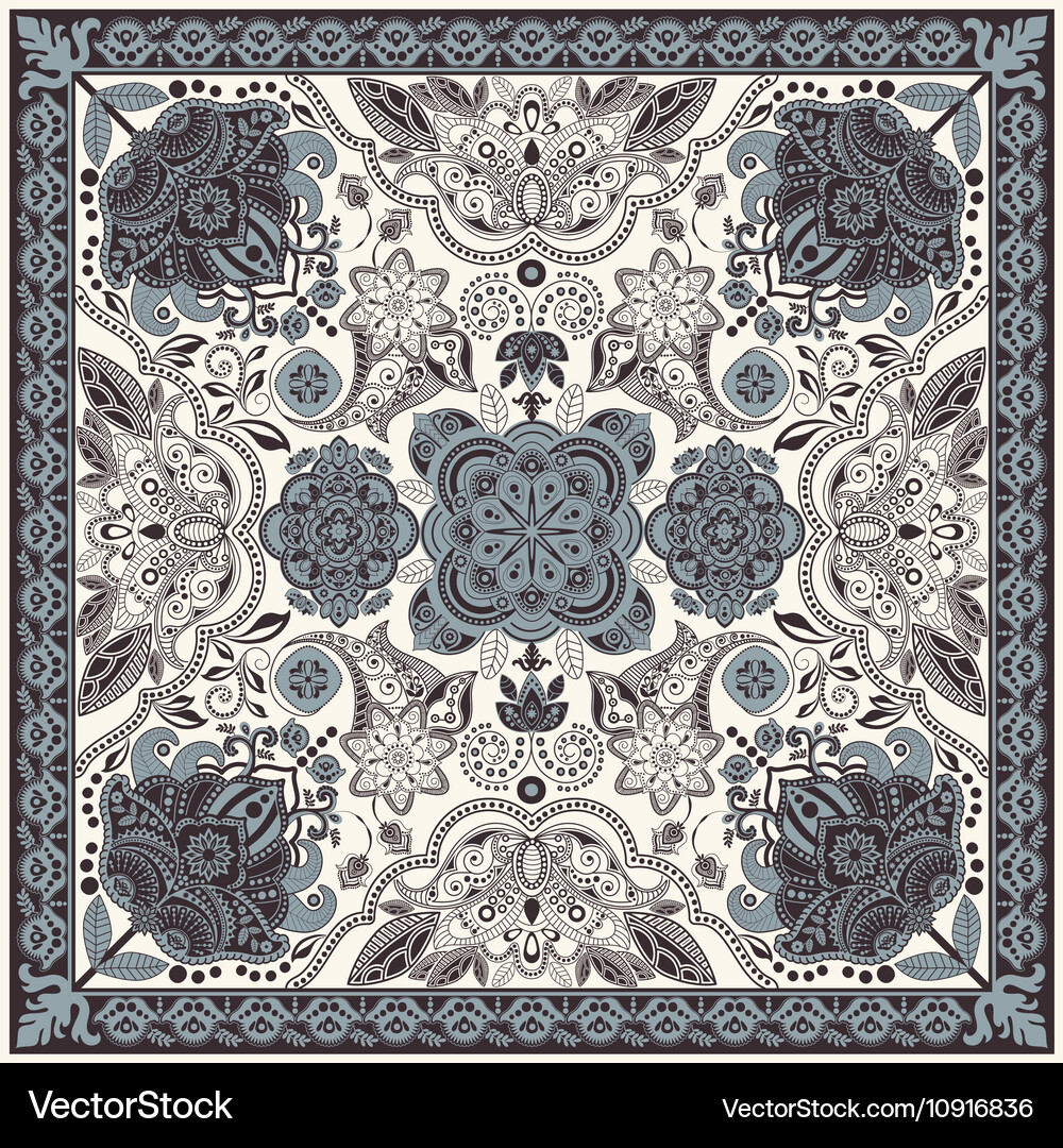 Design for square pocket shawl textile paisley Vector Image