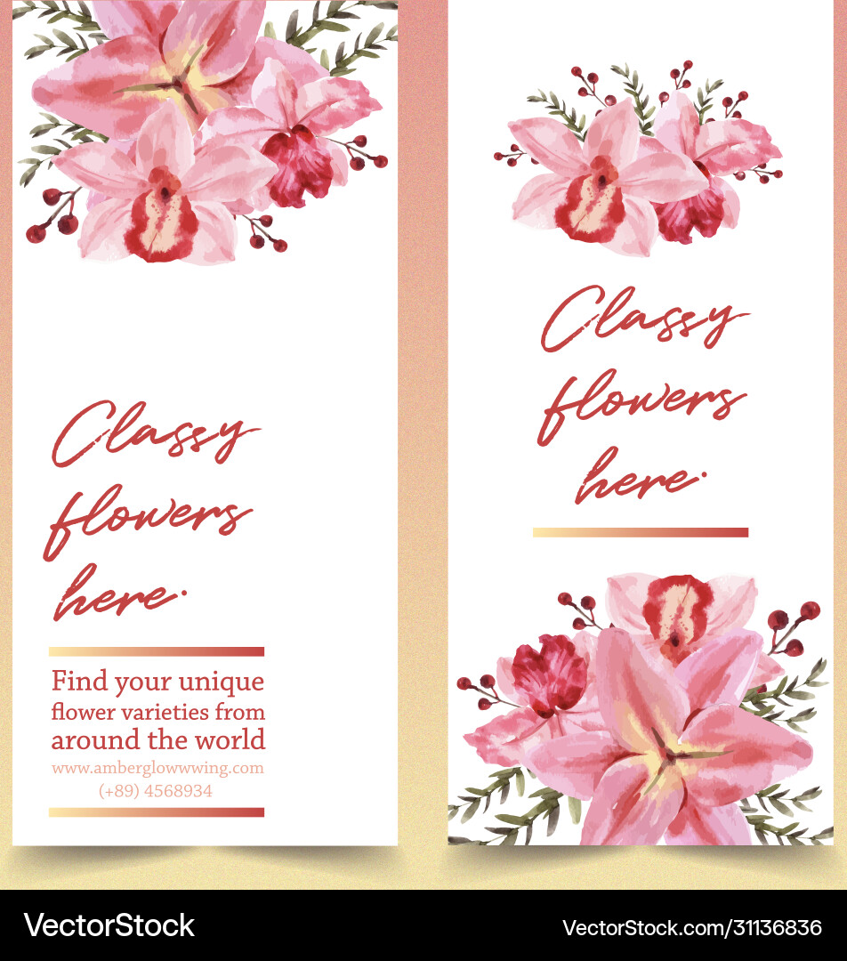 Floral charming flyer design with vintage Vector Image