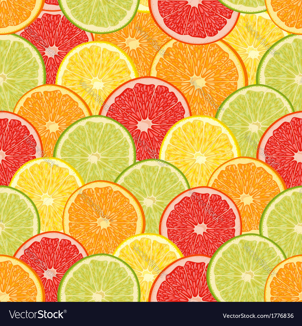 Fresh colorful citrus fruits seamless pattern Vector Image Fresh colorful citrus fruits seamless pattern Vector Image