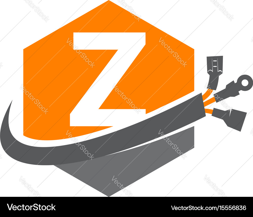 Hexagon global electricity letter z Royalty Free Vector