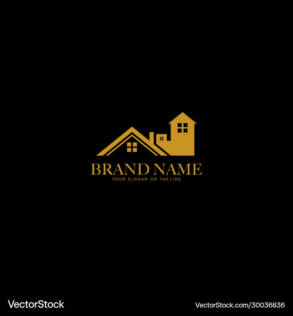 House design logo gold color Royalty Free Vector Image