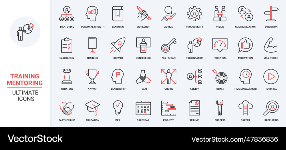 Mentoring training for business teams trendy red Vector Image
