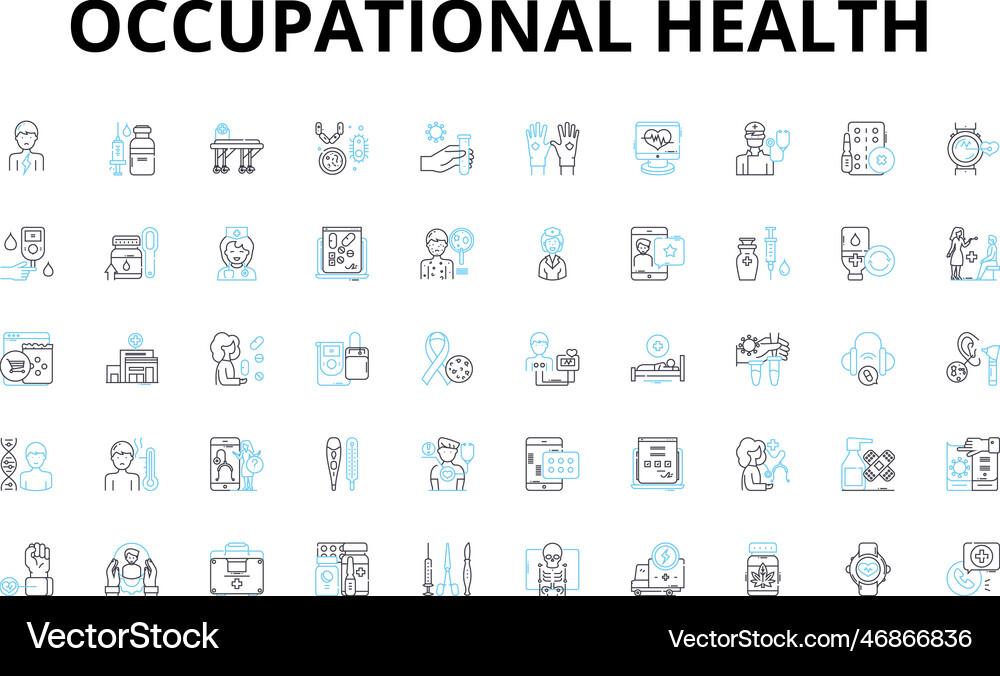 Occupational health linear icons set ergonomics Vector Image