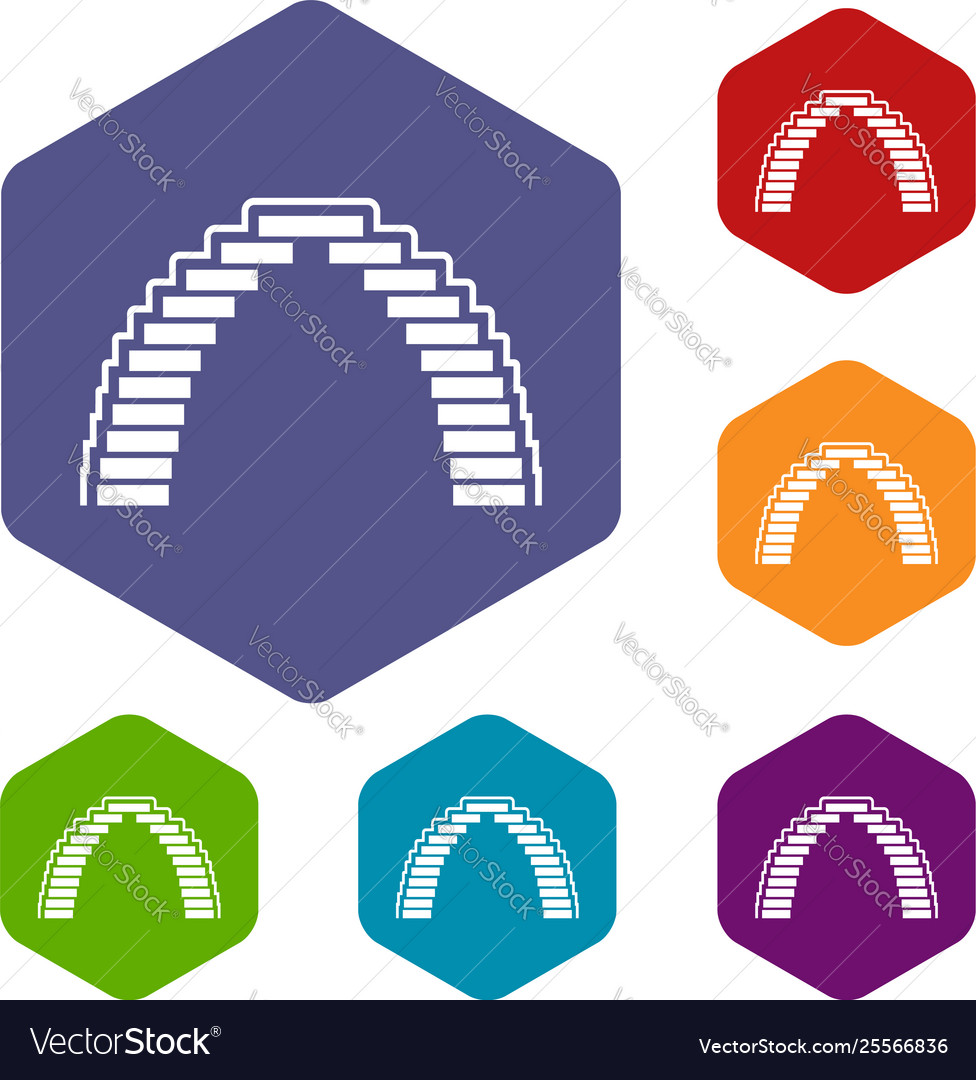 Pyramid arch icons hexahedron Royalty Free Vector Image