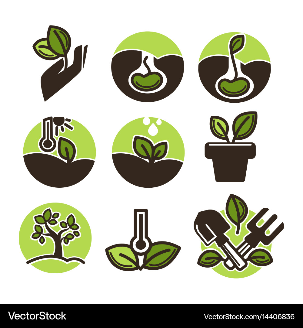 Set of gardening labels Royalty Free Vector Image