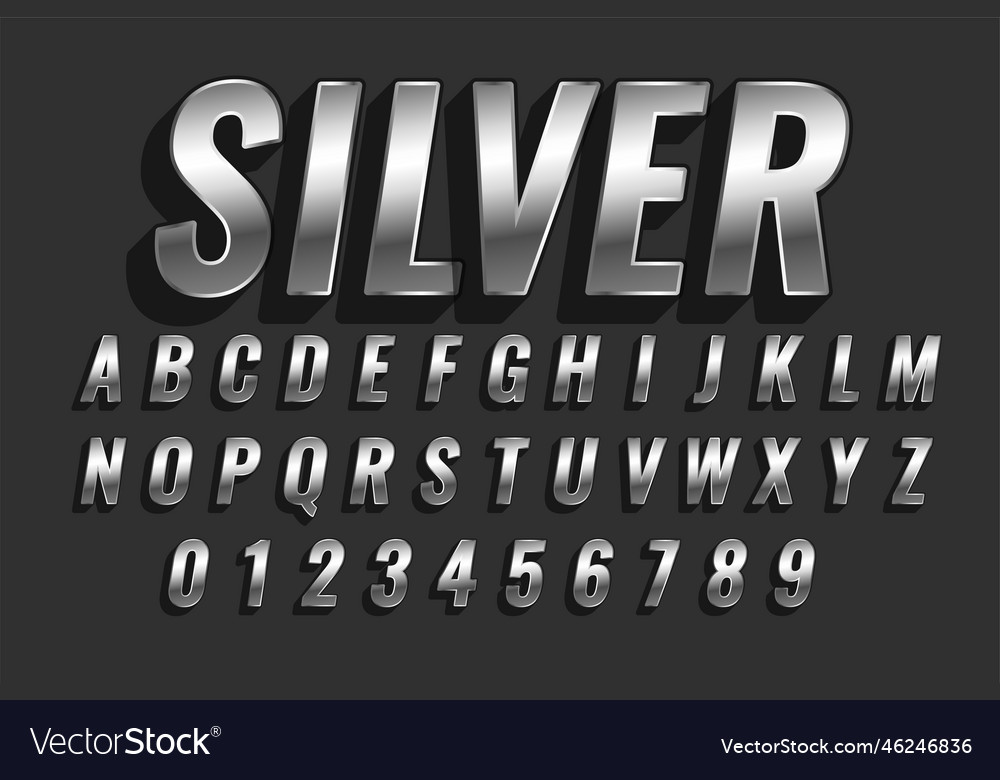 Shiny silver 3d style text effect design Vector Image