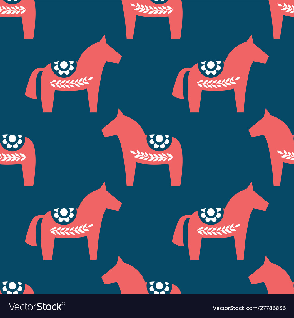Winter folk art seamless pattern in scandinavian Vector Image Winter folk art seamless pattern in scandinavian Vector Image