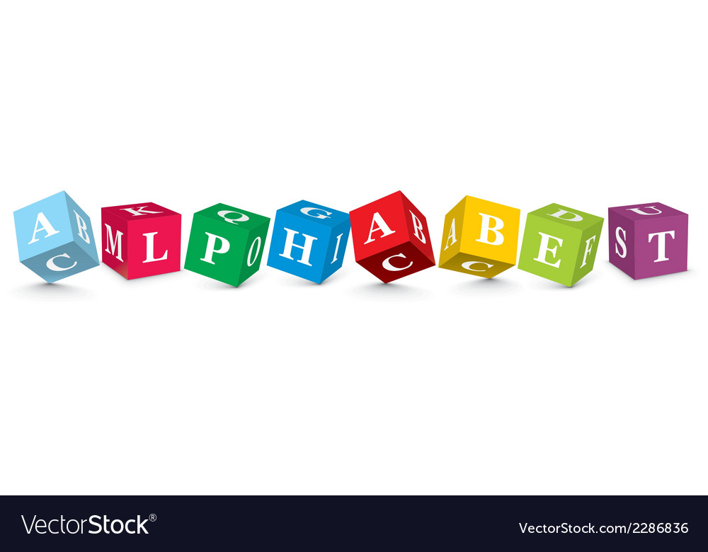 Word alphabet written with blocks Royalty Free Vector Image