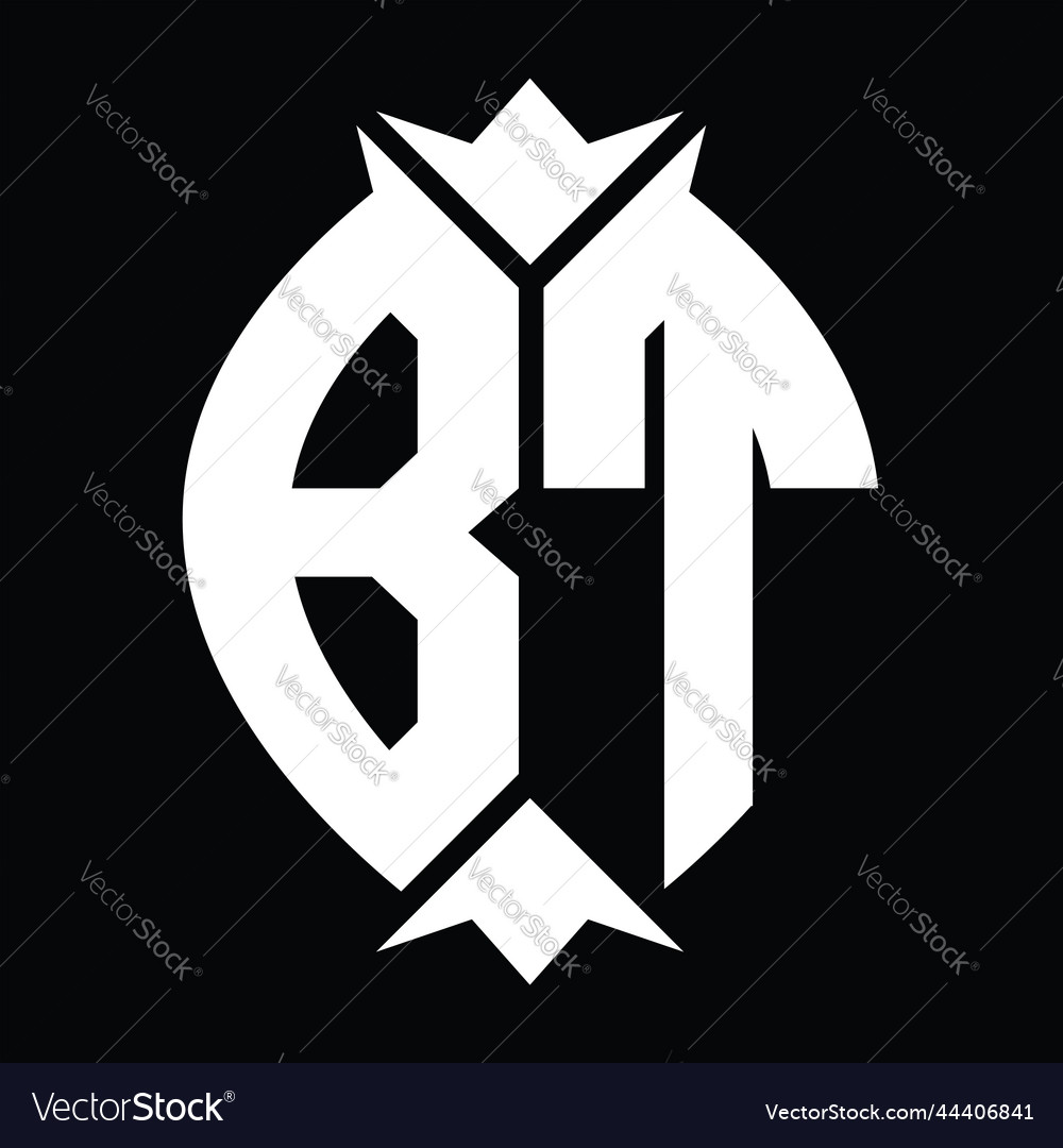 Bt logo monogram shield leaf design template Vector Image