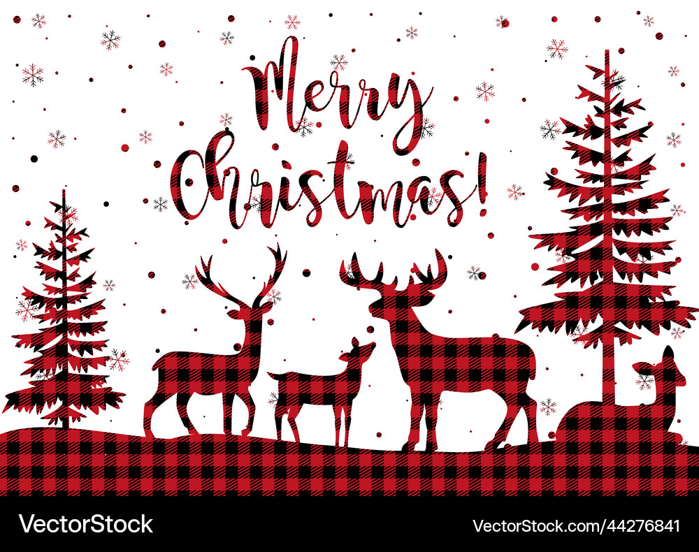 Christmas and new year pattern at buffalo plaid Vector Image