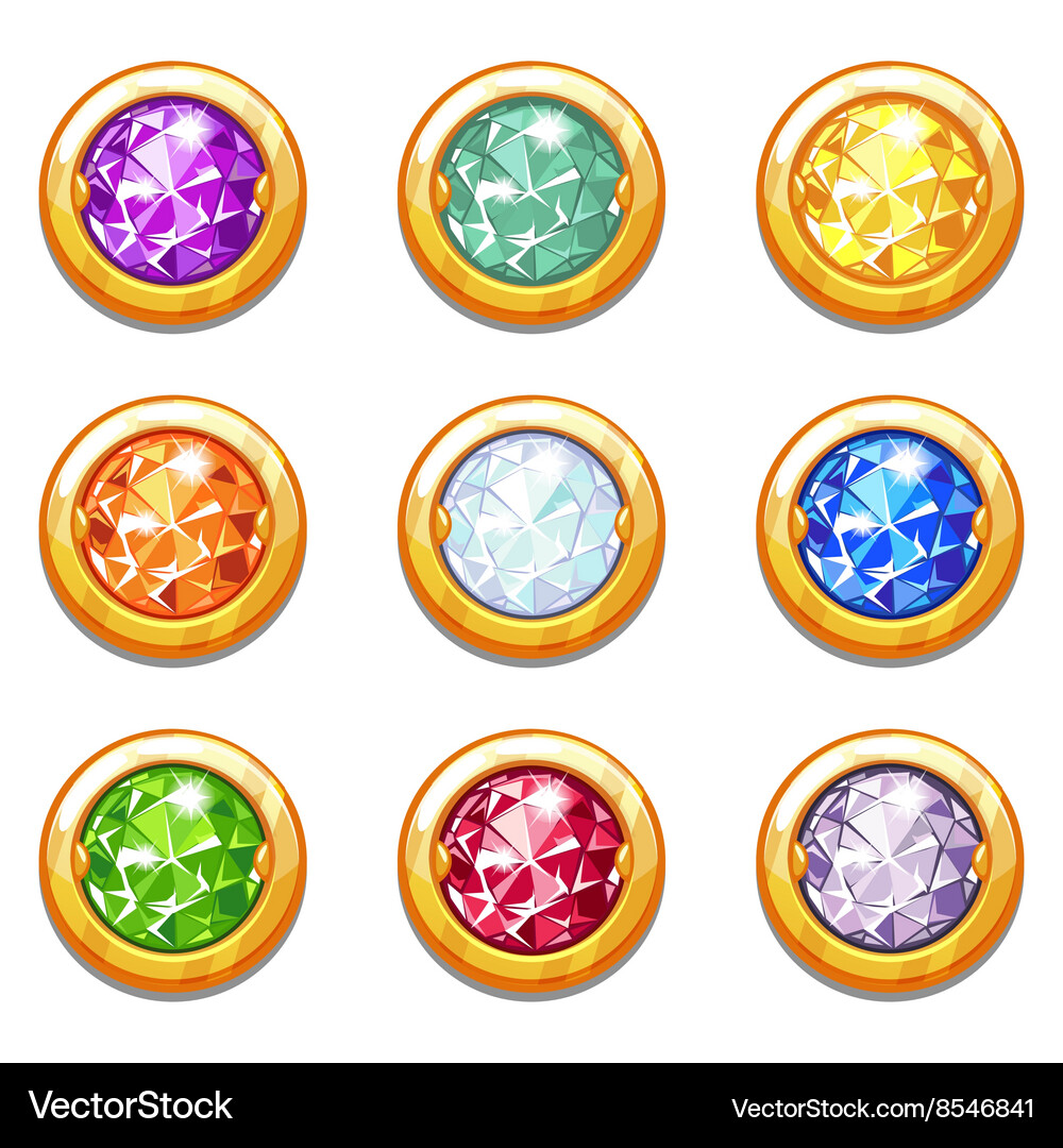 Colorful golden amulets with diamonds Royalty Free Vector