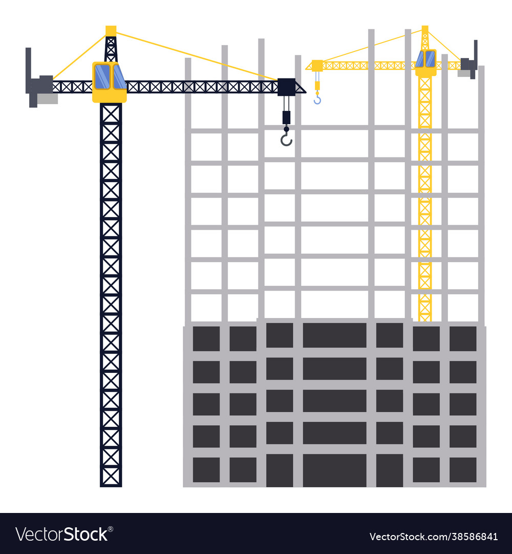 Construction building tower crane Royalty Free Vector Image