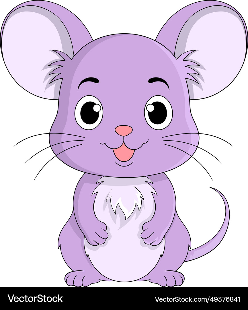 Cute purple mouse character with wide ears Vector Image