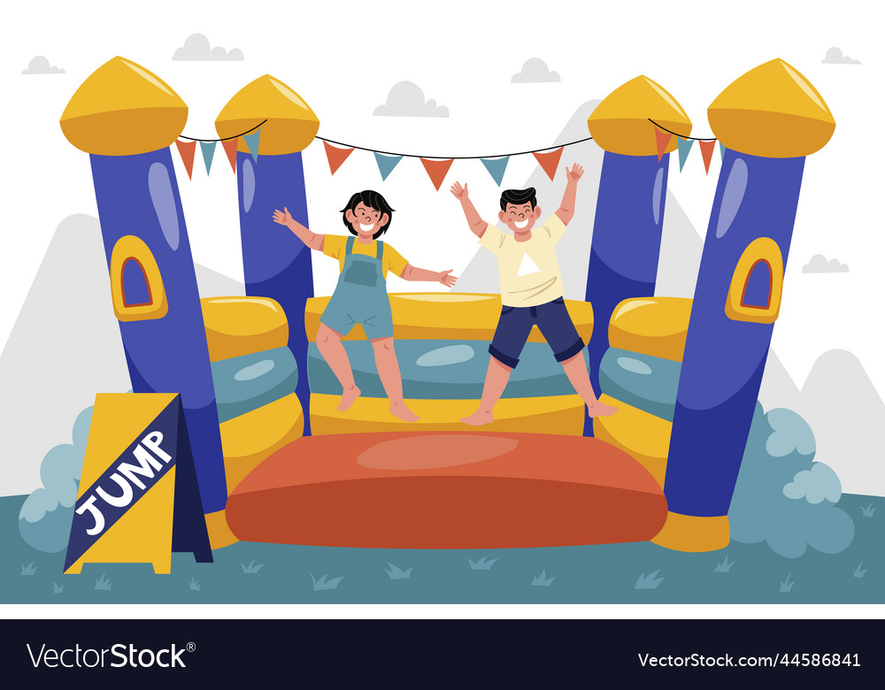 Flat design bounce house Royalty Free Vector Image Flat design bounce house Royalty Free Vector Image