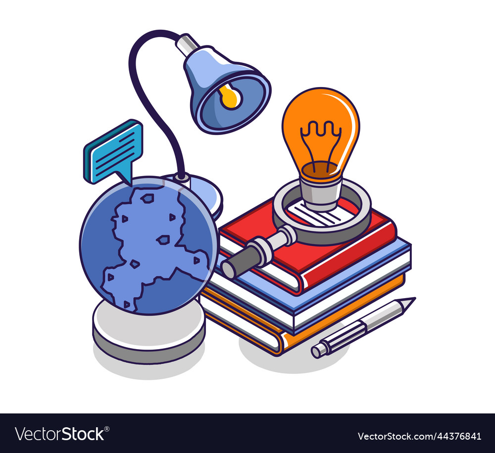 Flat isometric concept pile of books Royalty Free Vector