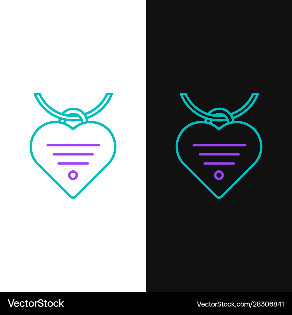 Green and purple line collar with name tag Vector Image