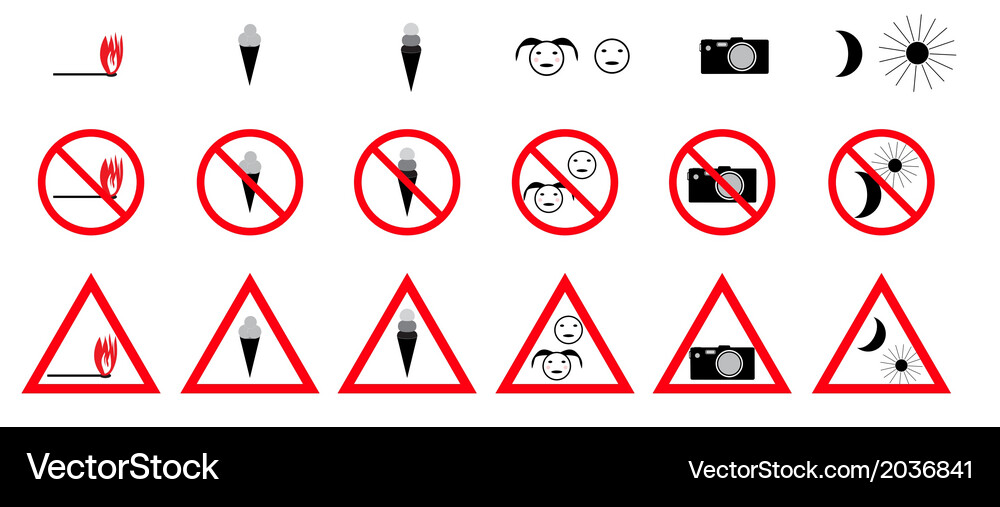 Set of prohibition signs Royalty Free Vector Image