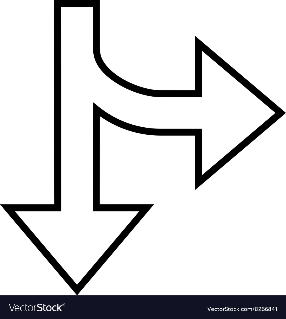 Split direction right down thin line icon Vector Image