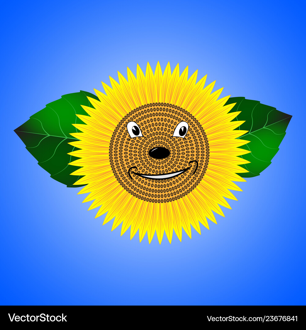 Sunflower smiley emoticon cartoon Royalty Free Vector Image
