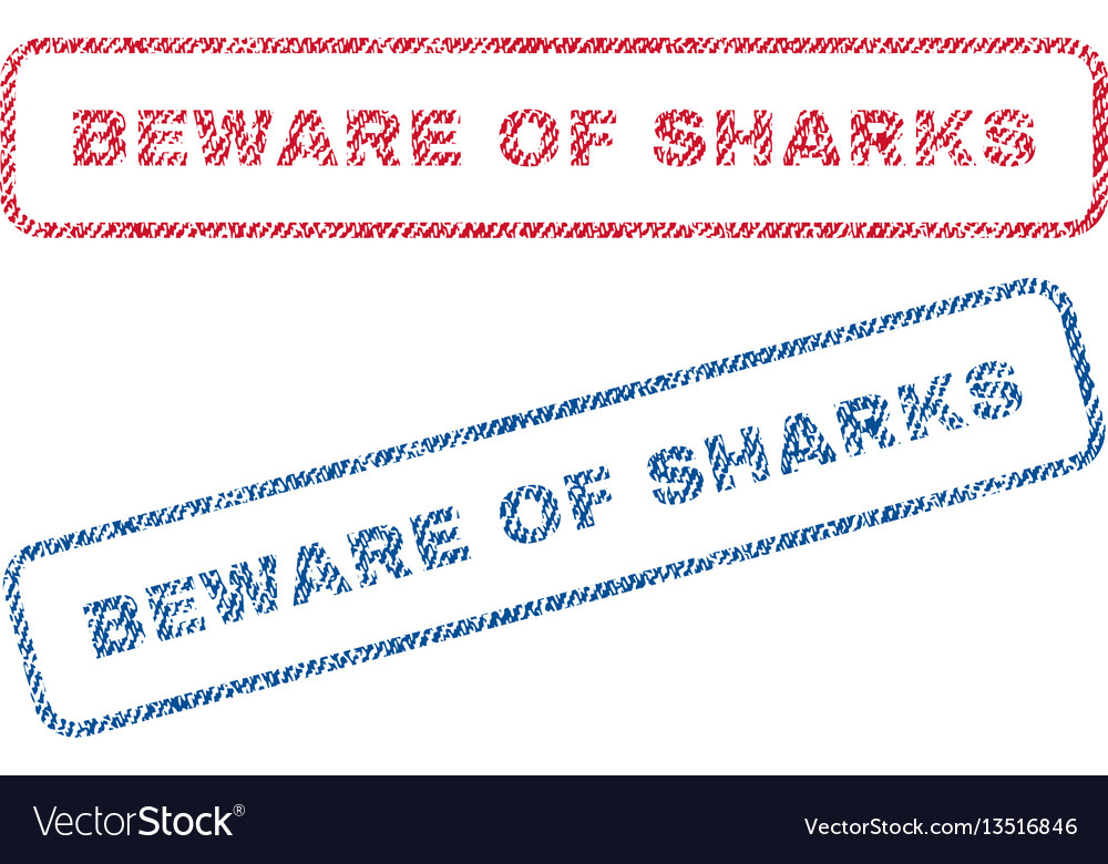 Beware of sharks textile stamps Royalty Free Vector Image