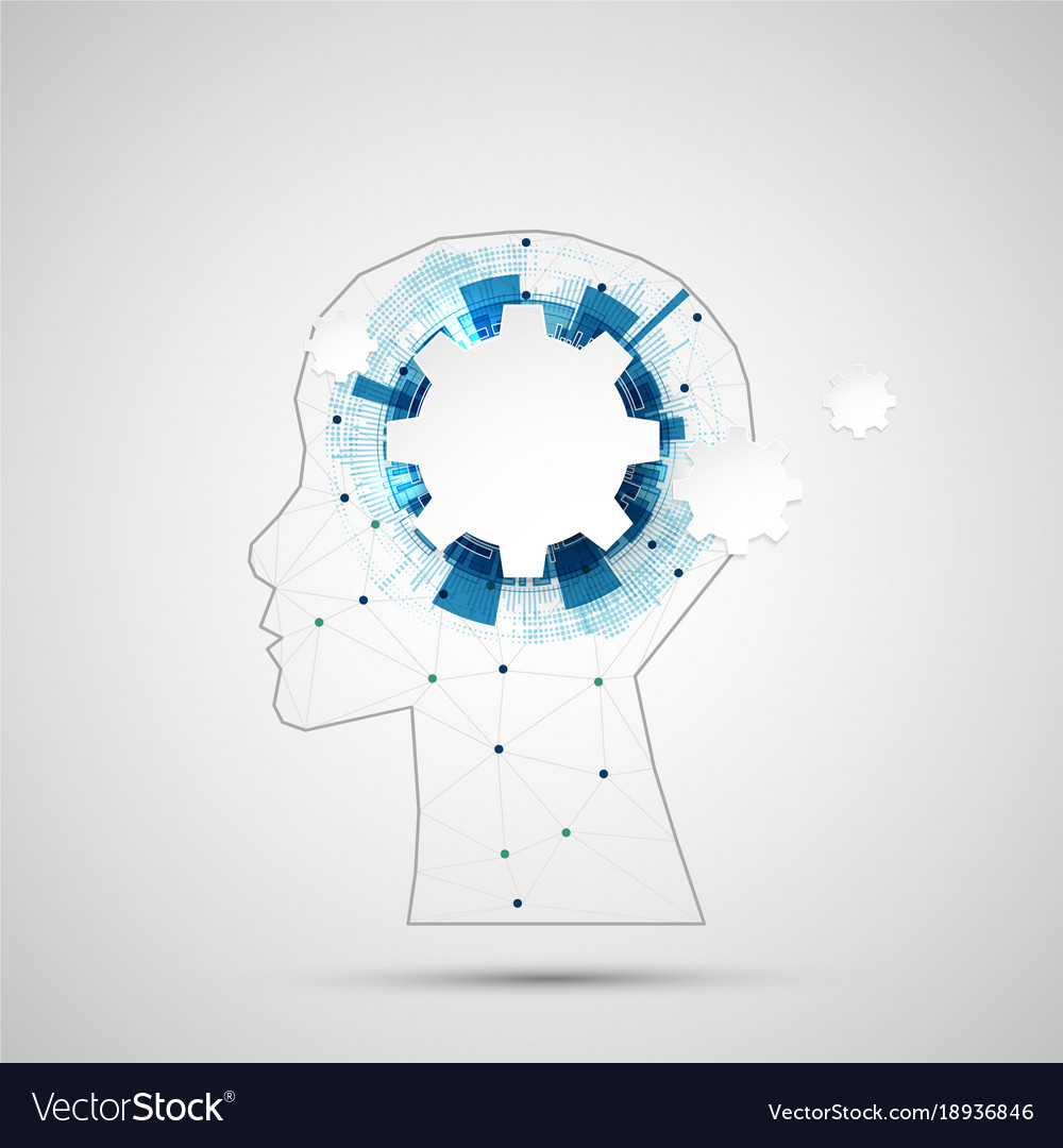 Creative brain concept background with triangular Vector Image