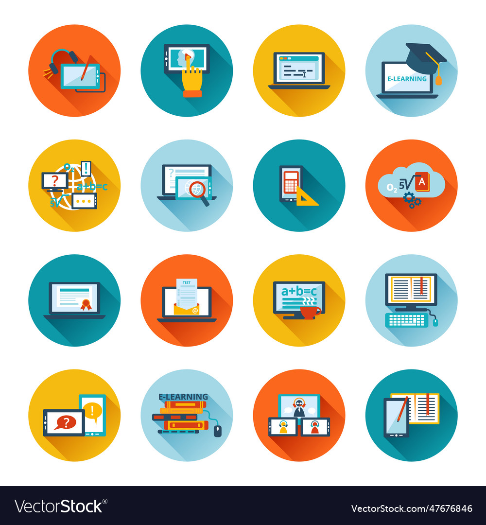 E-learning icon flat Royalty Free Vector Image