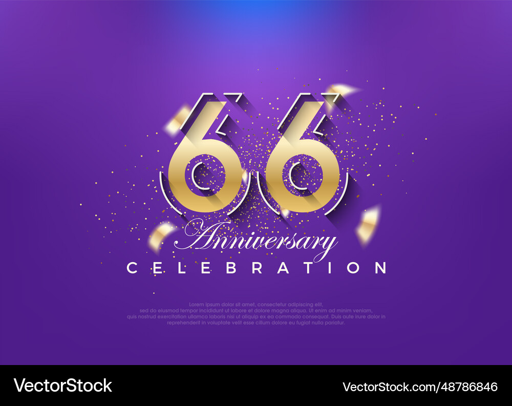 Gold number 66th anniversary premium design Vector Image
