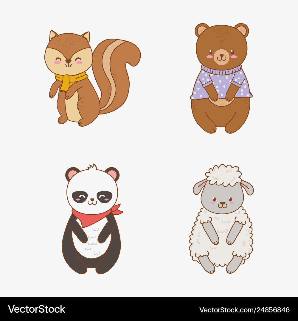 Group woodland animals Royalty Free Vector Image